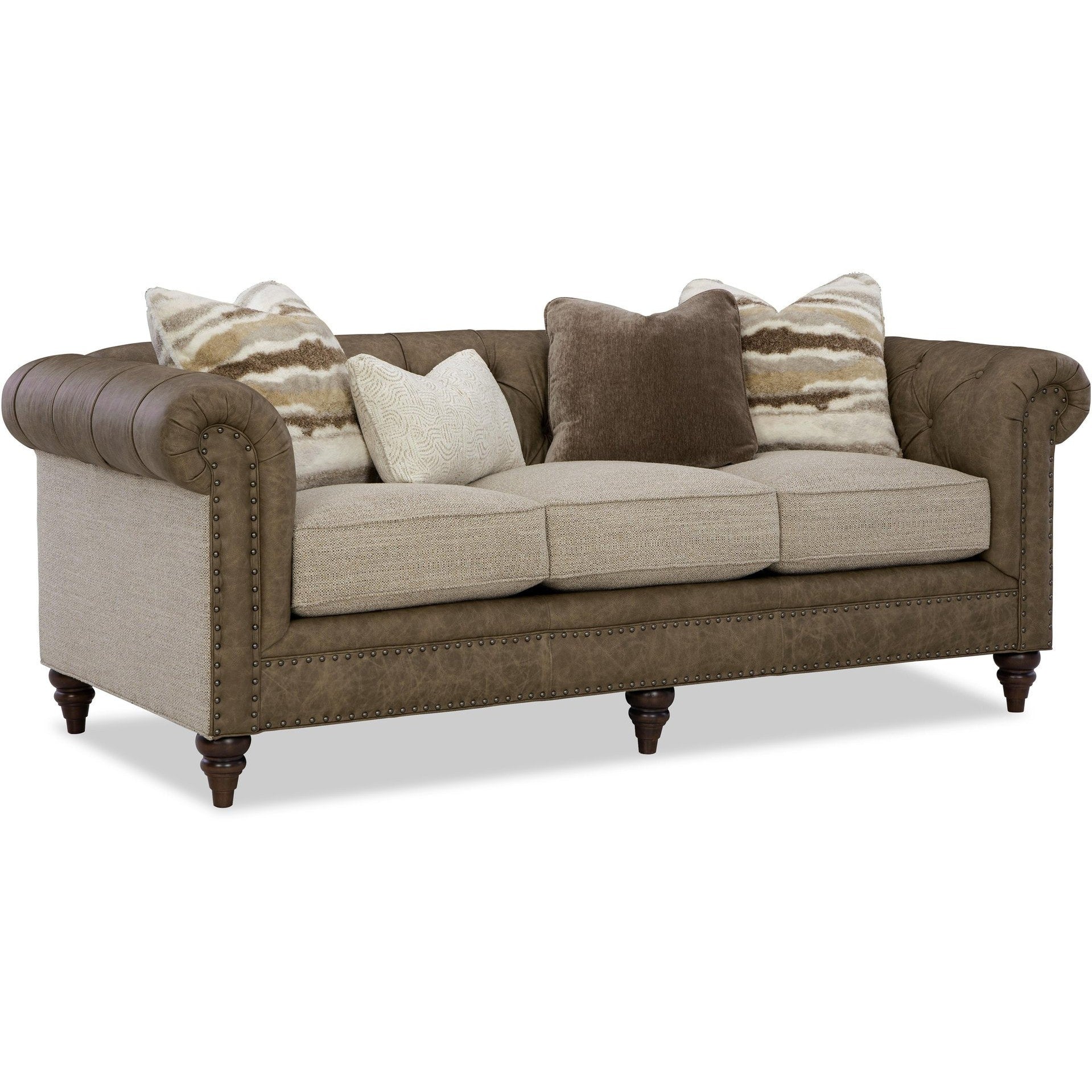 Ridgeline Collection Leather/Fabric Collage Sofa – The Bob Timberlake ...